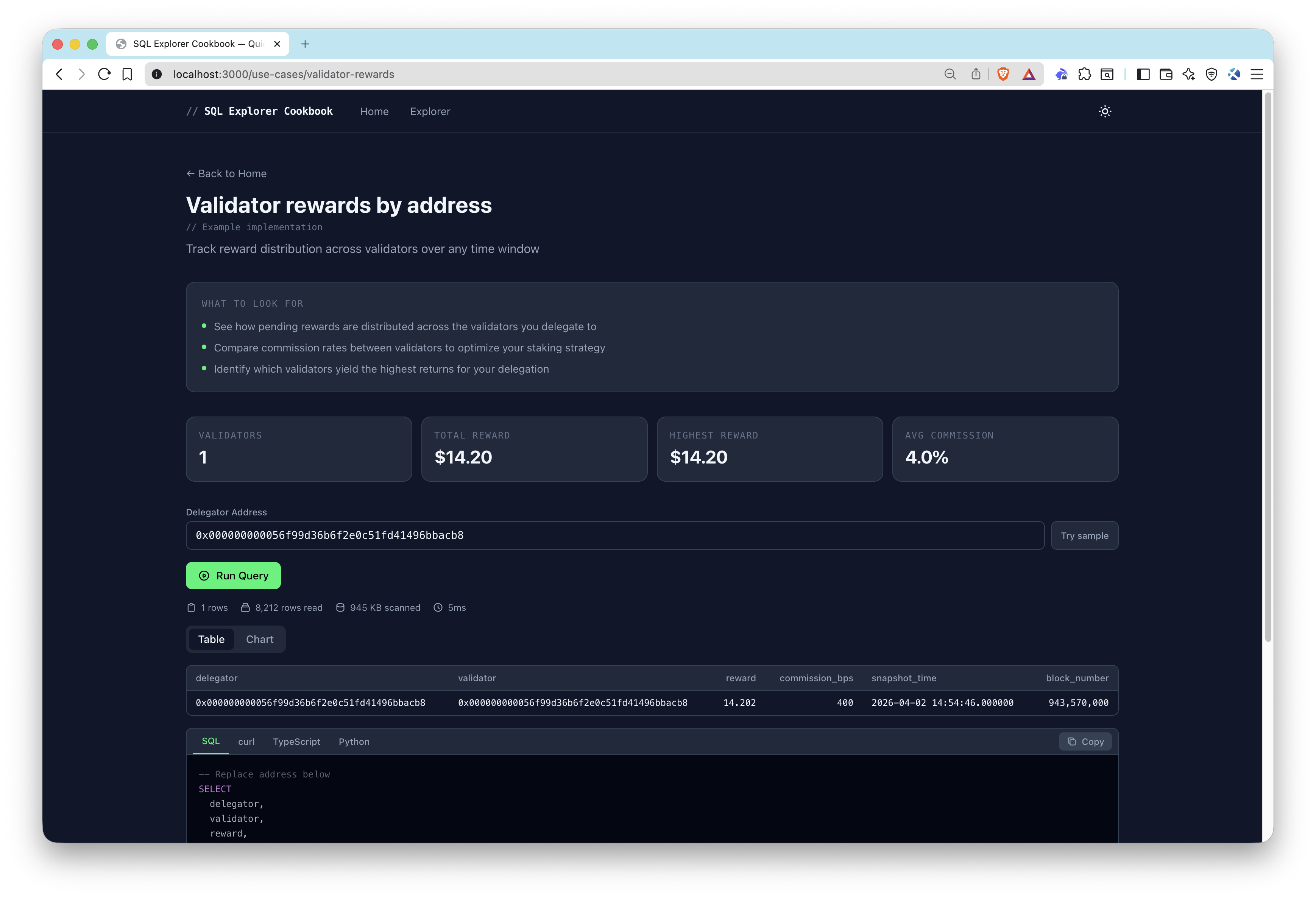 SQL Explorer Cookbook | Quicknode Sample App Library